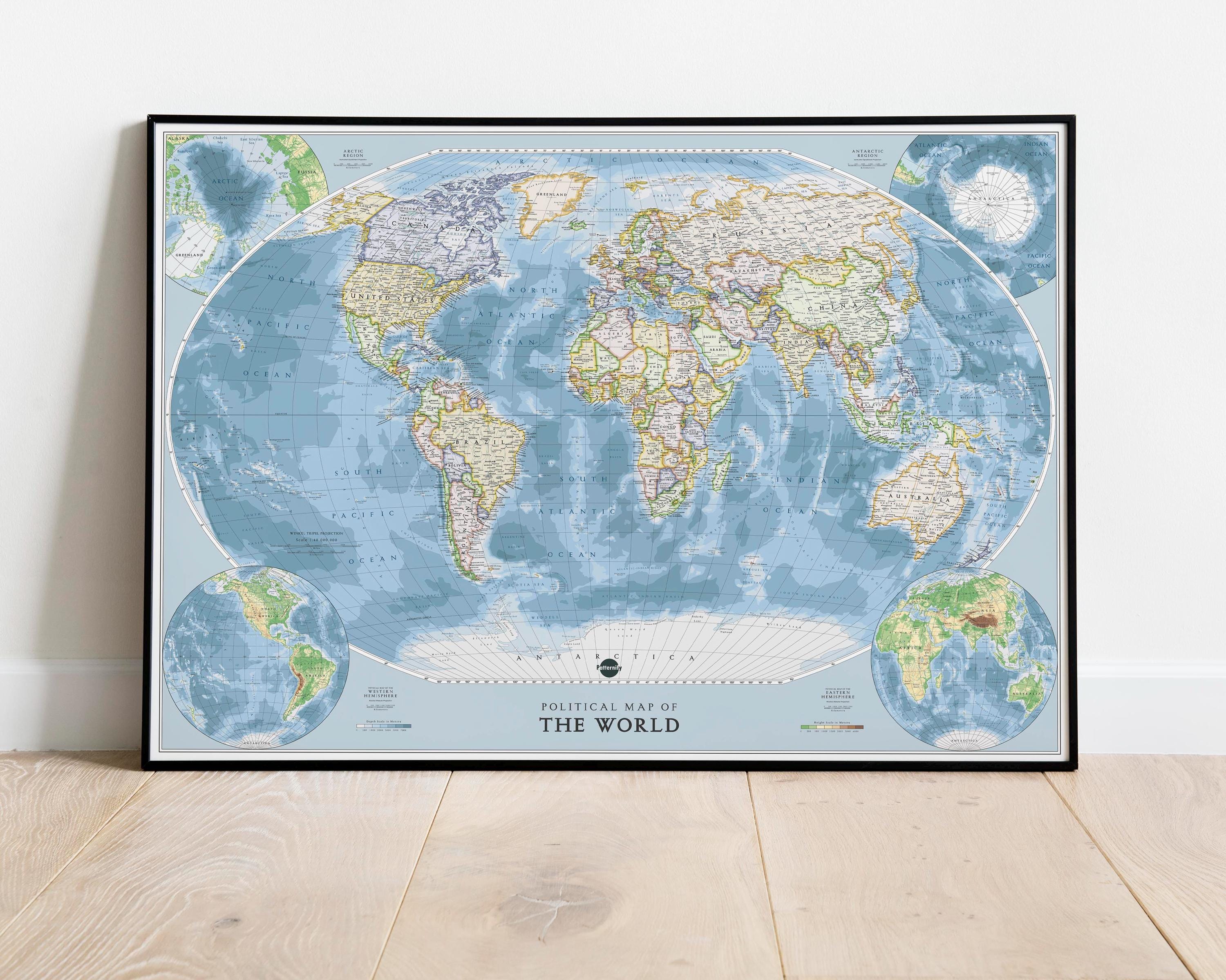 The World Political Map Print. Detailed PRINTABLE World Map. World Map ...