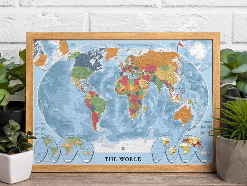 World Map Poster With Countries. Detailed PRINTABLE Political Map of ...