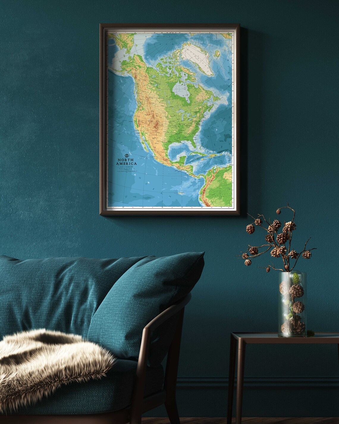 Terrain Map of North America North America Map Poster Giclee Print ...