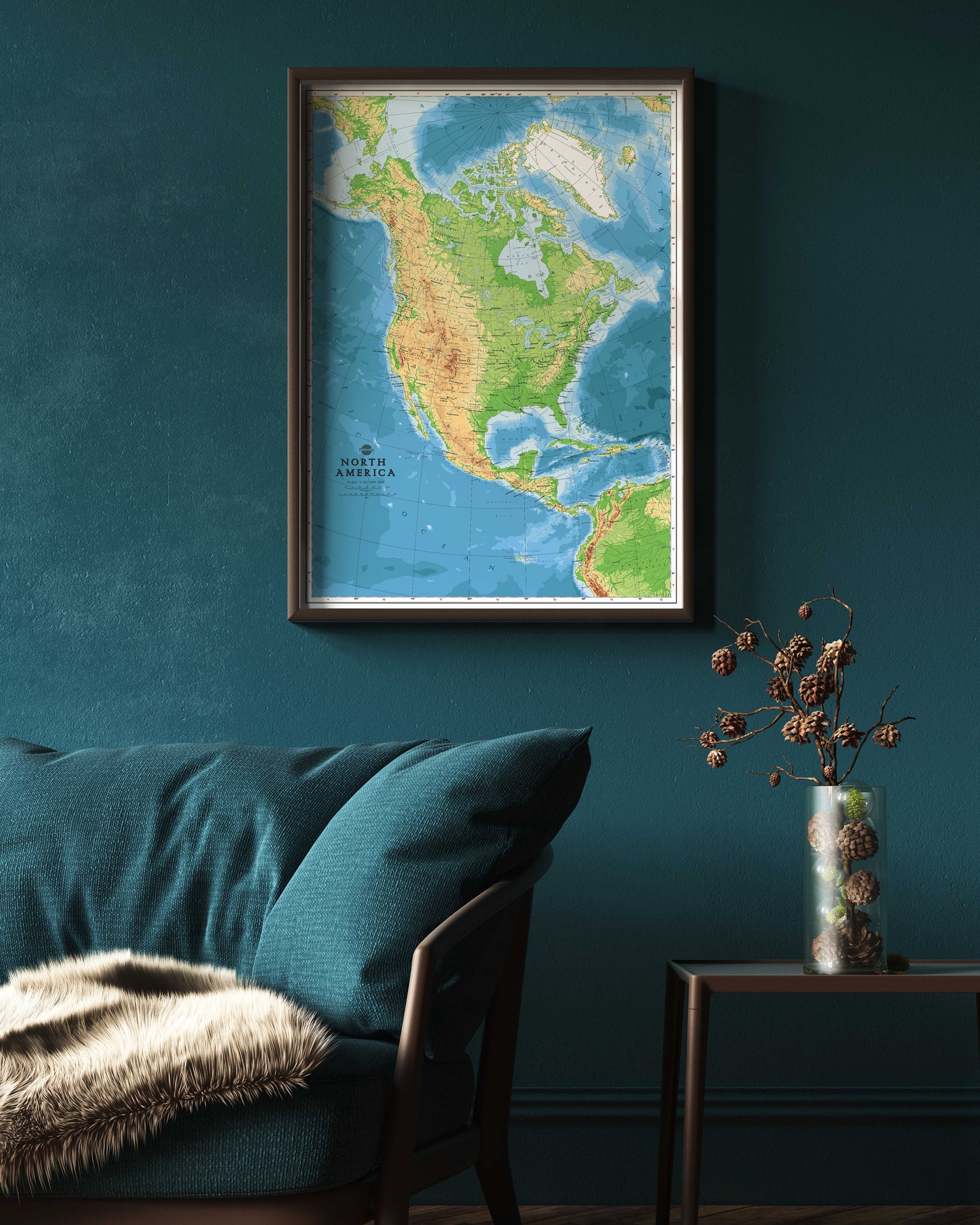 Terrain Map of North America North America Map Poster Giclee Print ...