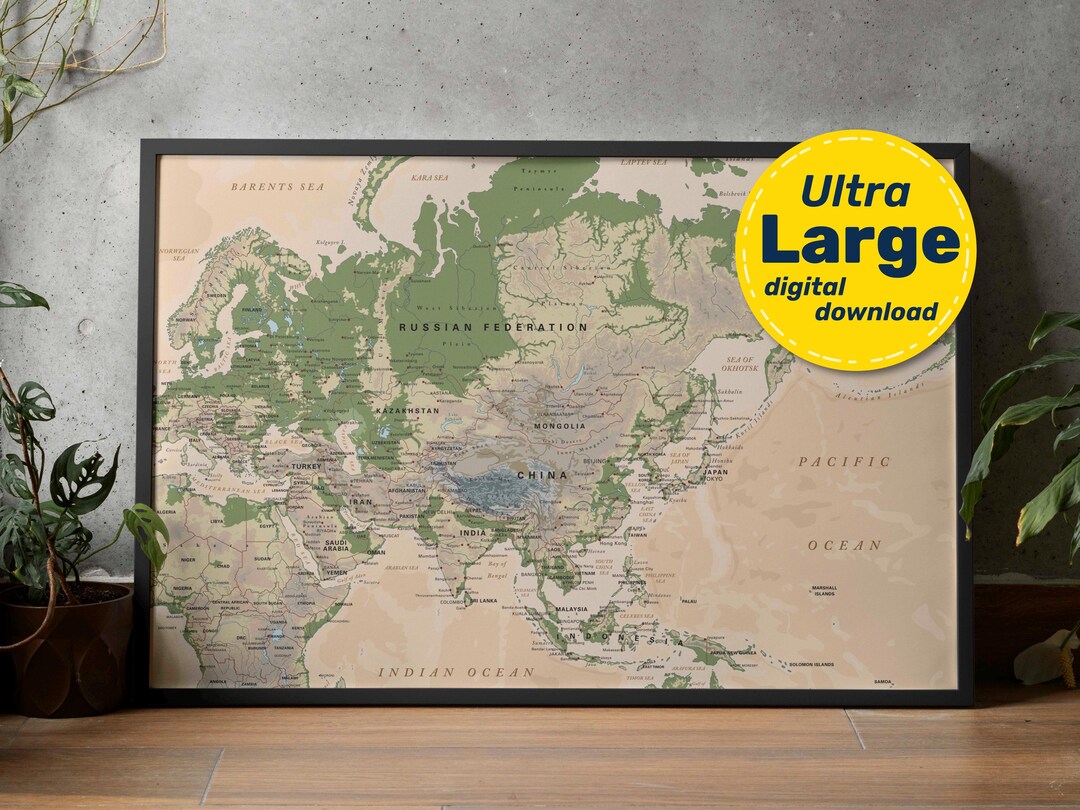 Asia Detailed Physical Map. Asia Vector Map. Educational Continent ...