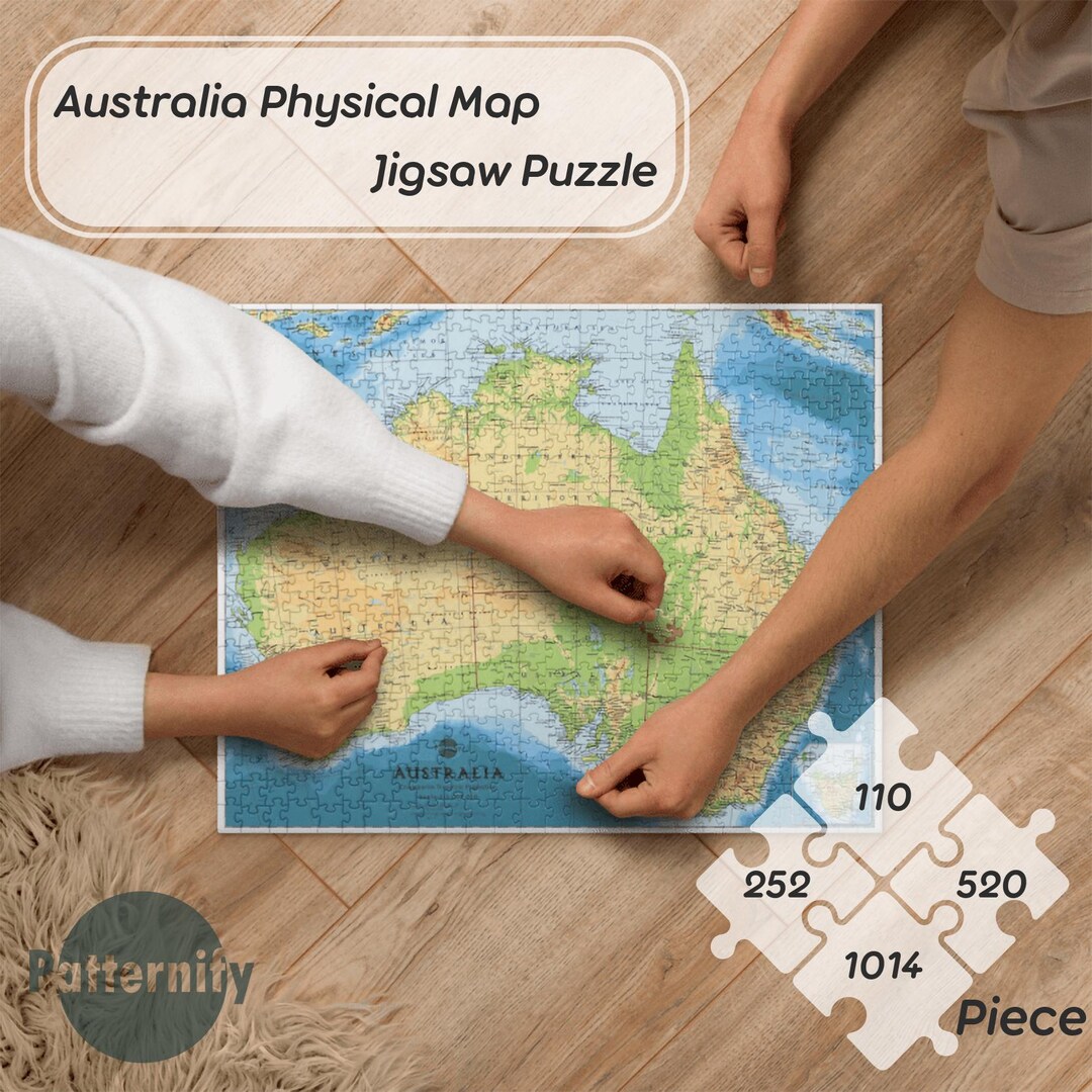 Australia Terrain Map Jigsaw Puzzle for Adults and Kids. Educational ...