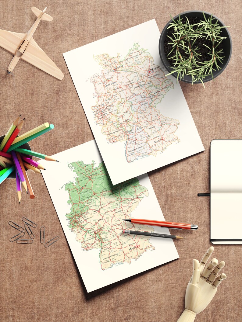 Germany Map Bundle. Printable Germany Map Set. Political, Physical ...