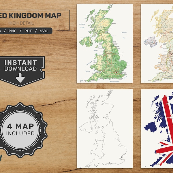 United Kingdom Blank Map - Etsy