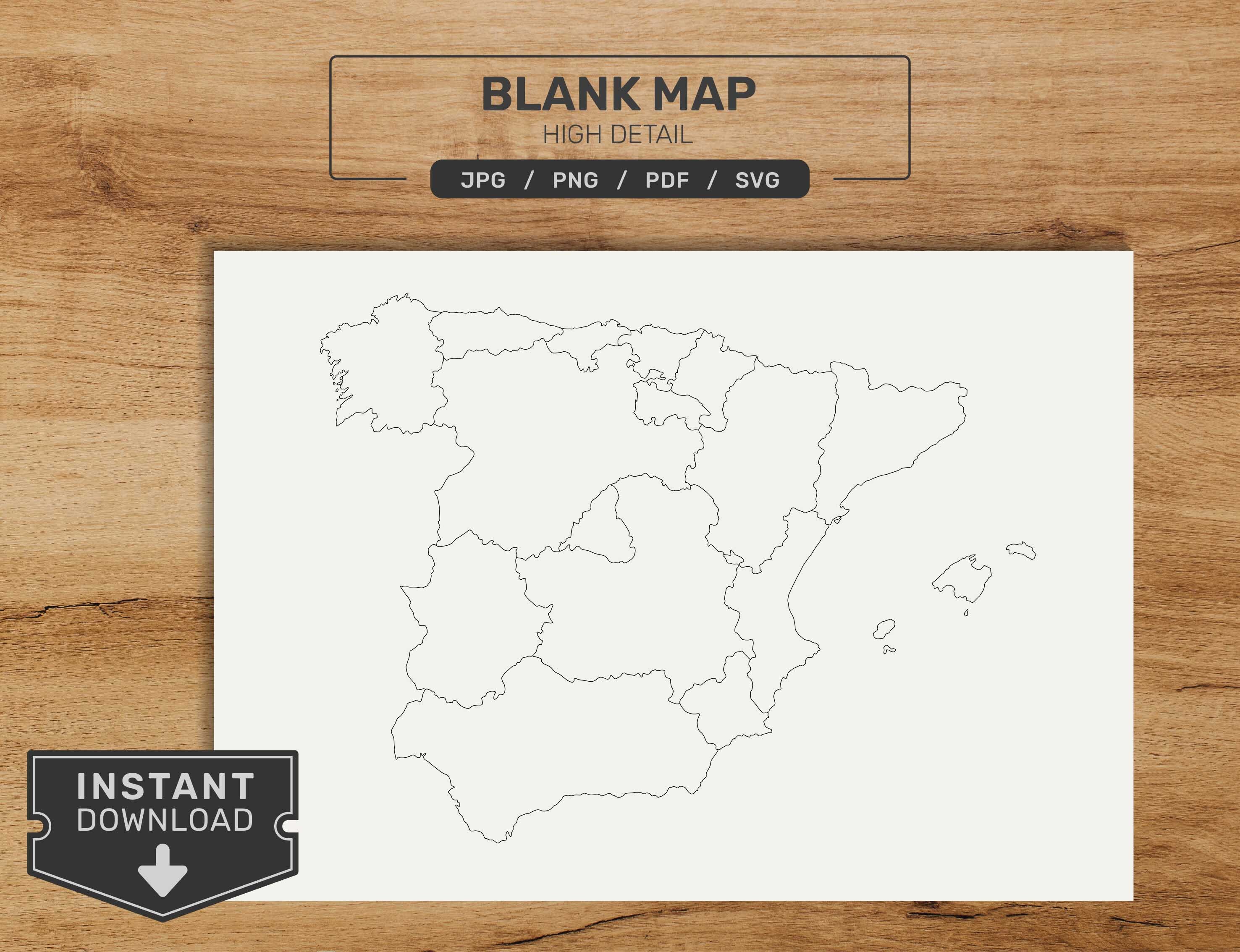 Spain Map Bundle. Printable Spanish Map Set. Political, Physical, Blank ...