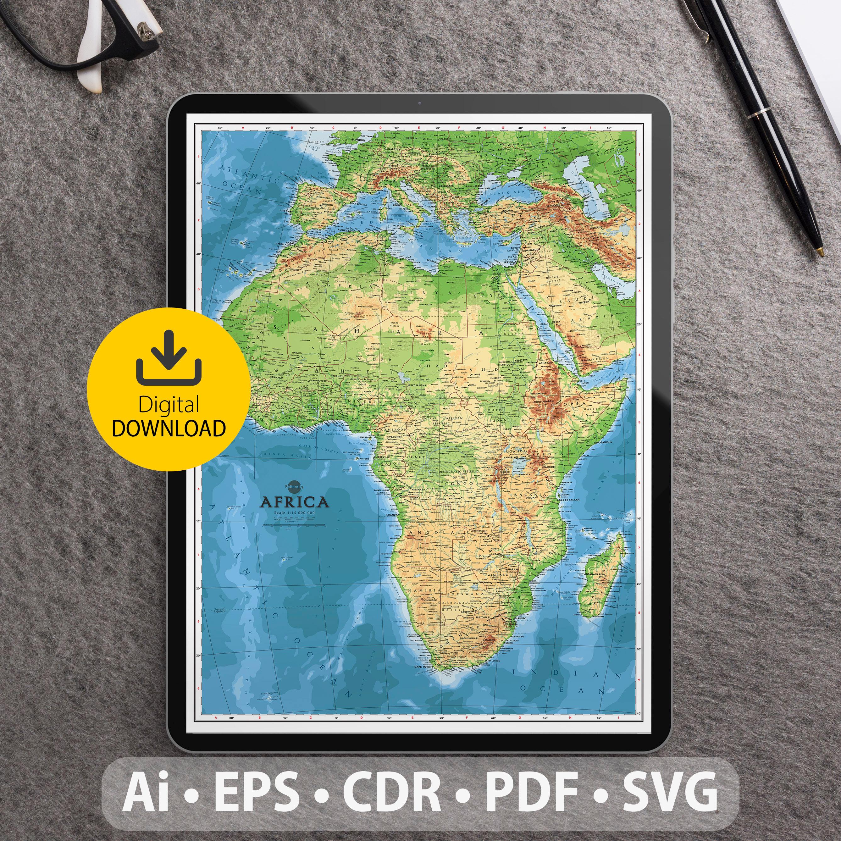 Africa Vector Map. Svg, Ai, Eps, Cdr and Pdf Files Included. Scalable ...