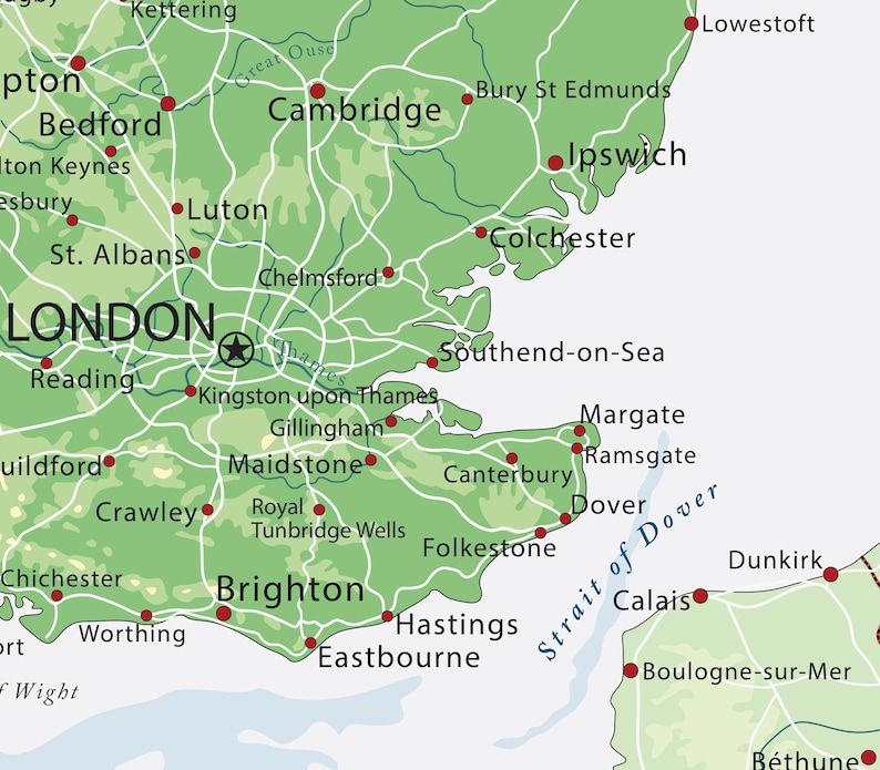United Kingdom Detailed Physical Map. UK Terrain Vector Map ...
