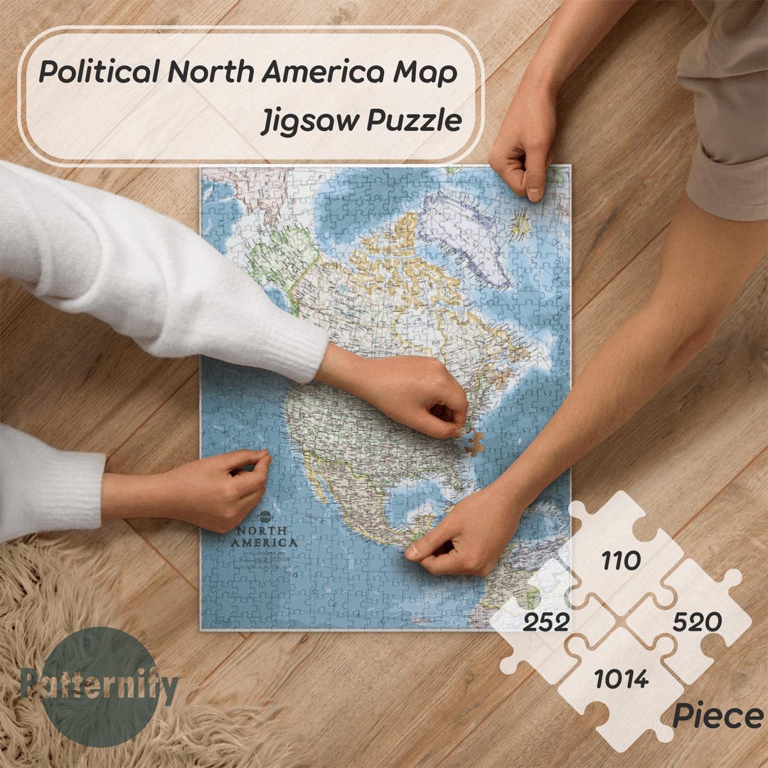Political North America Map Jigsaw Puzzle for Adults and Kids ...