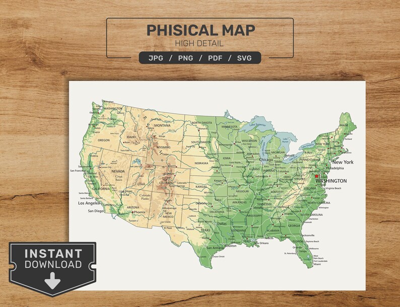 USA Map Bundle. Printable United States Map Set. Political, Physical ...