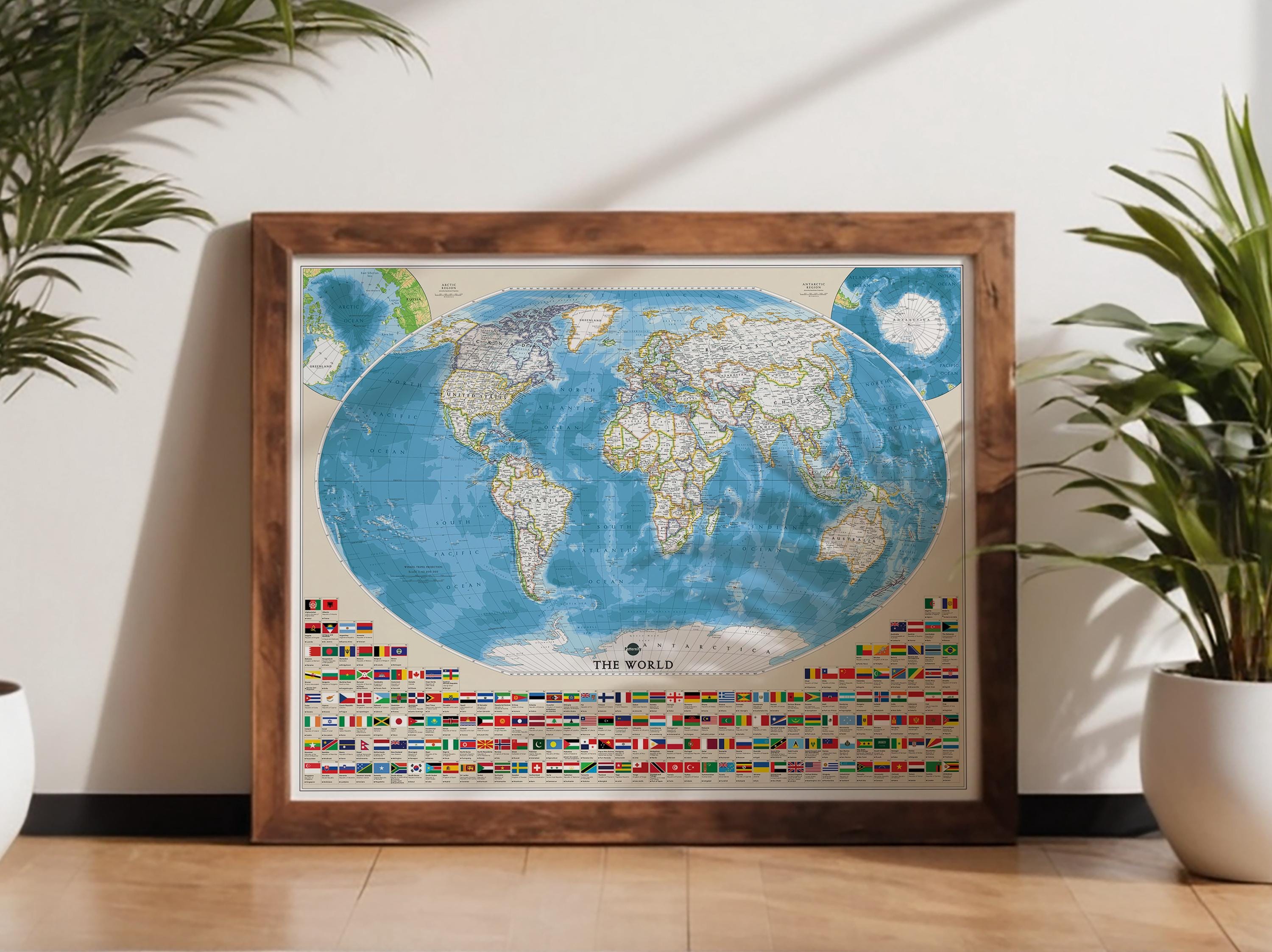 The World Political Map Print With All Flags. Detailed PRINTABLE World ...