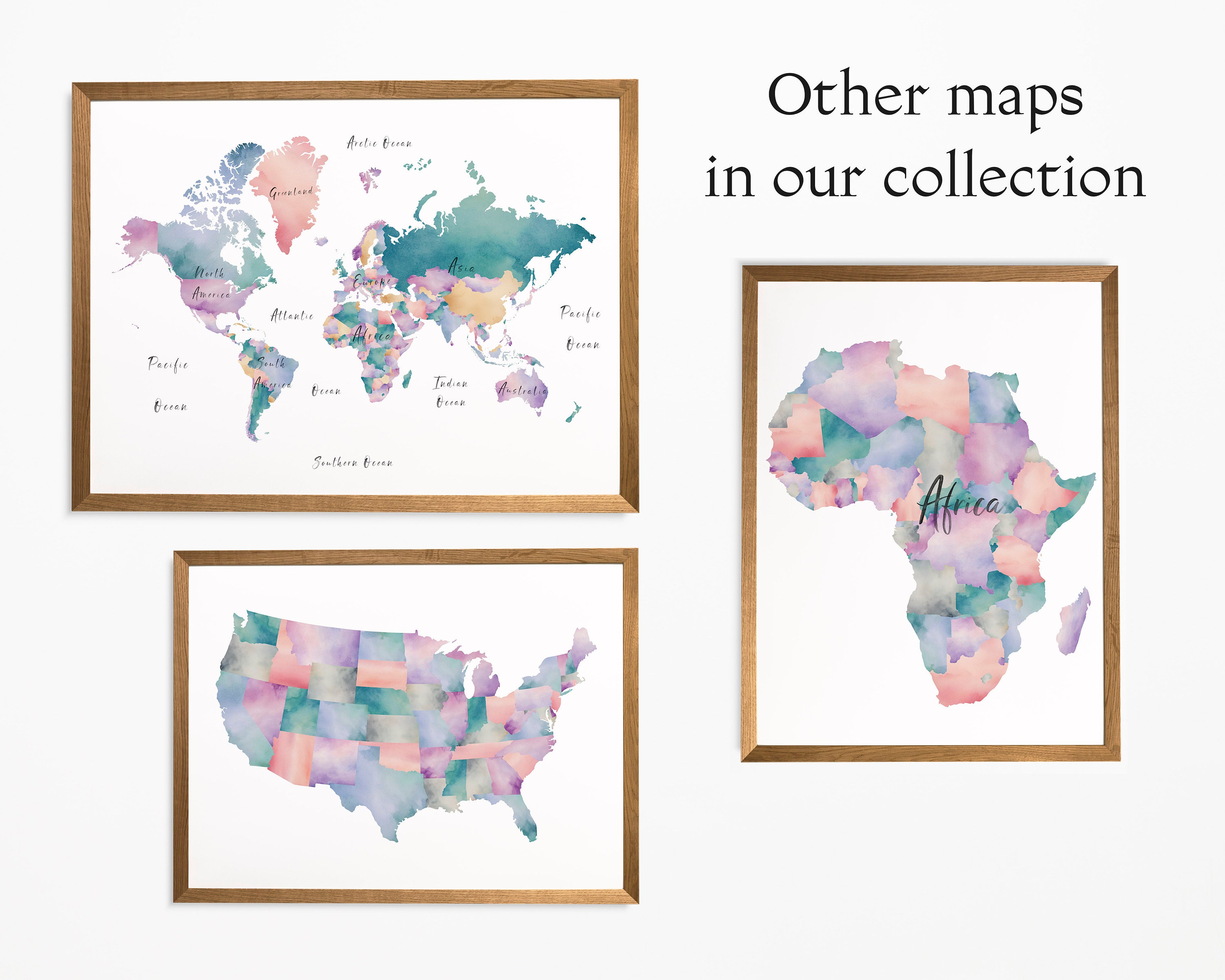 Abstract Watercolor North America Map Print. Colorful Map of North ...