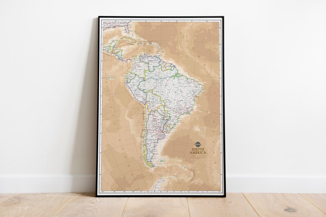 Administrative Map of South America | South America Map Poster Giclee ...