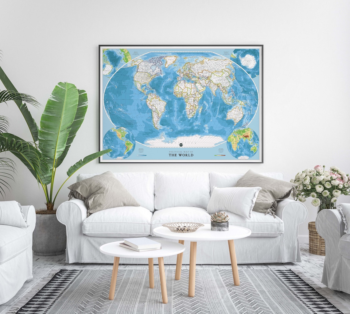 World Map Print Map of the World Wall Art PRINTABLE Detailed World Map ...