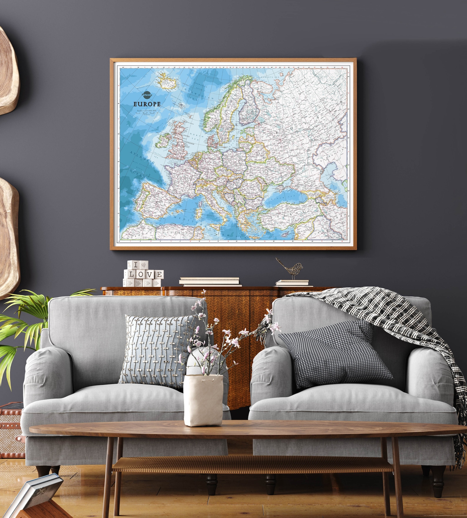 Europe Map Print Europe Map Wall Art PRINTABLE Europe Map Print Digital ...