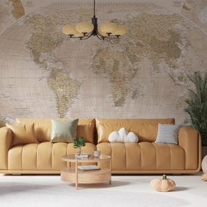 Beige Map of the World. Detailed PRINTABLE Brown World Map. World Map ...