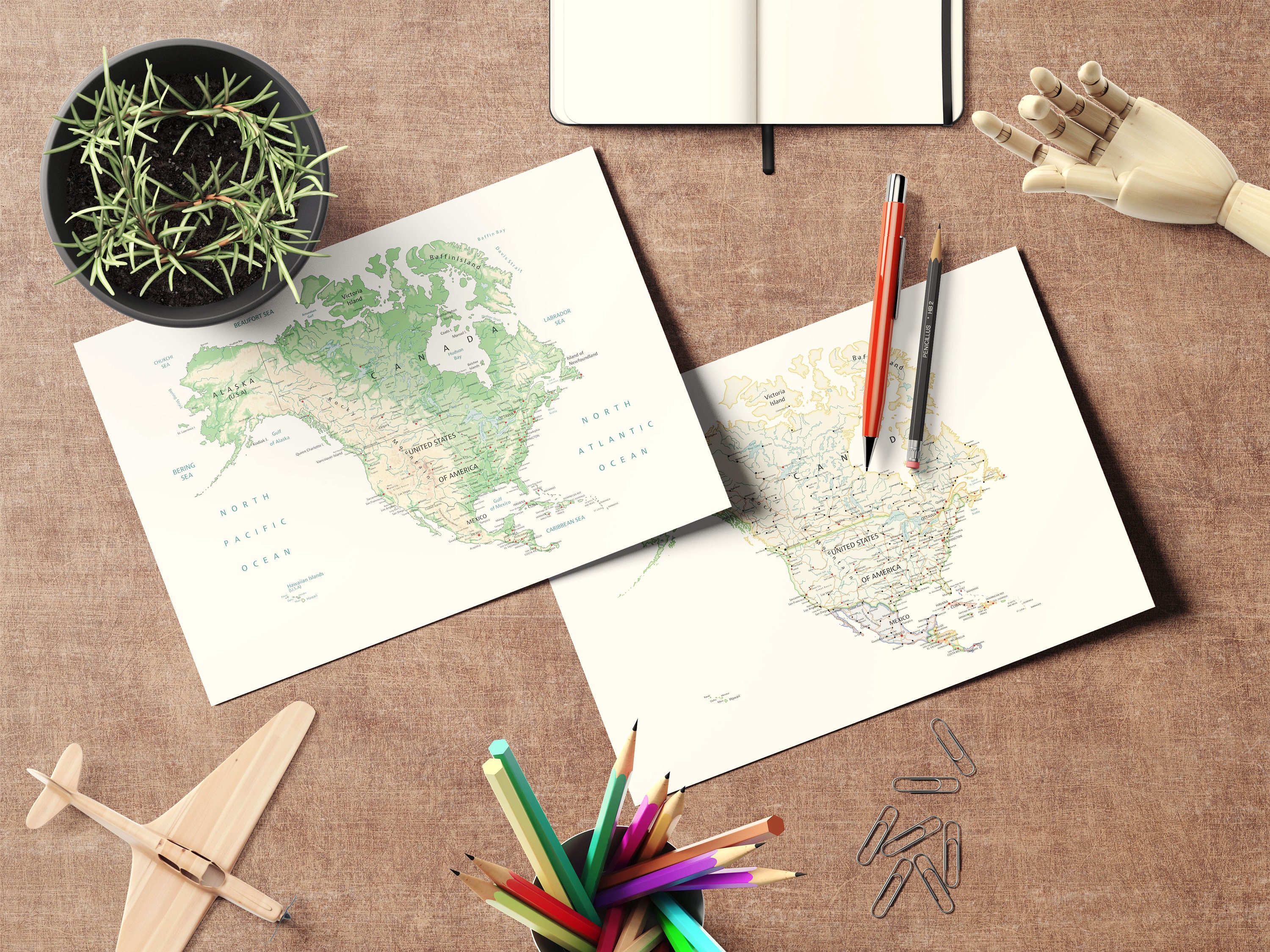 Printable labeled north america map