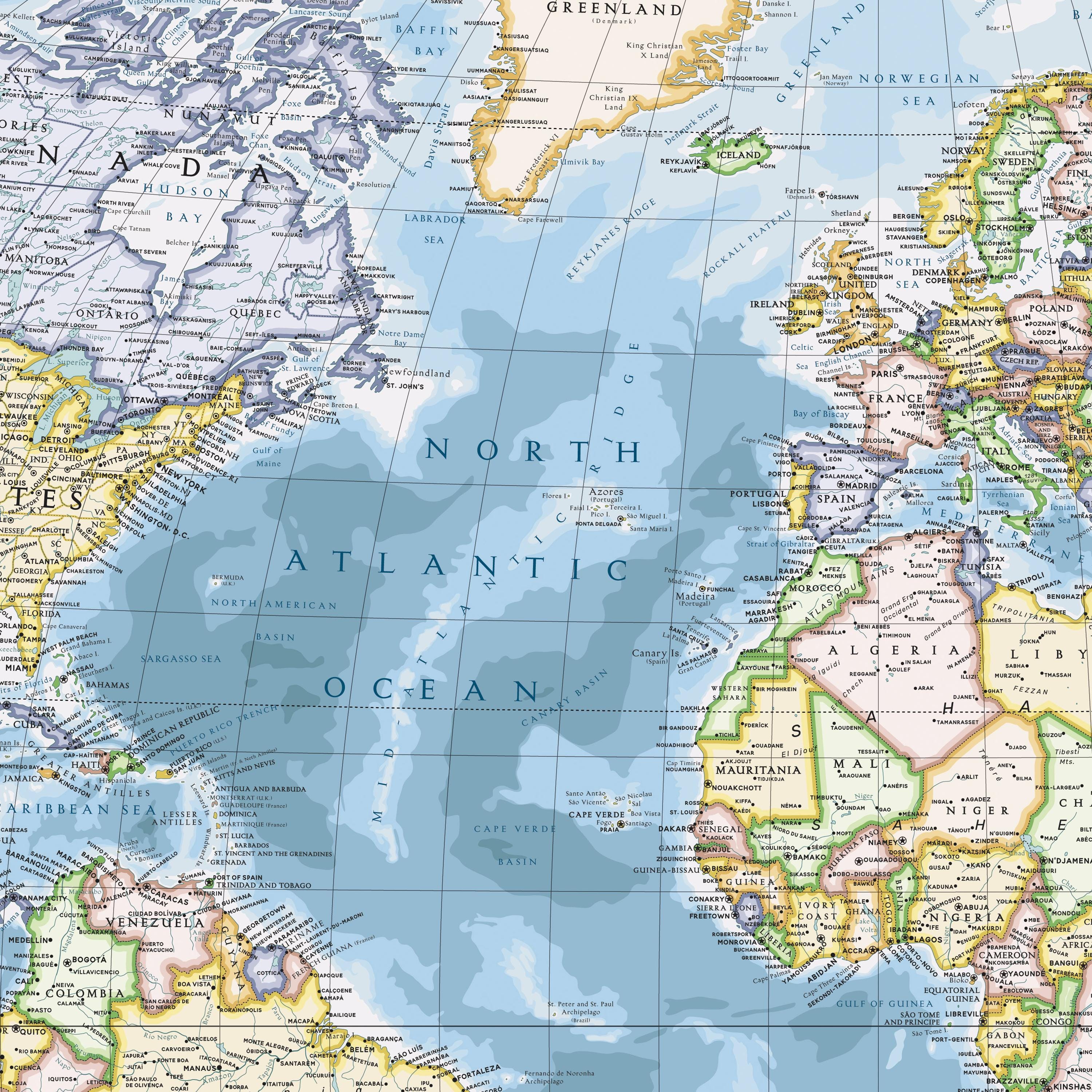 The World Political Map Print. Detailed PRINTABLE World Map. World Map ...