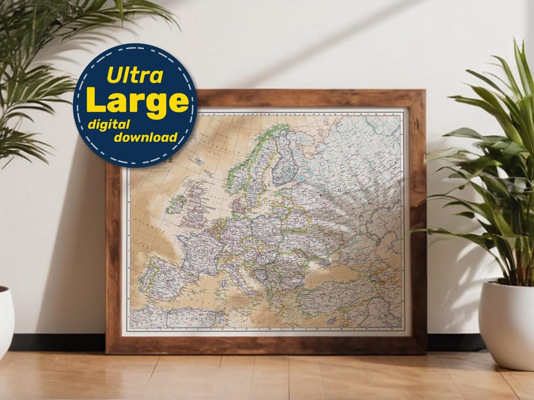 Europe Political Map Print. High-resolution PRINTABLE Europe Map. EU ...