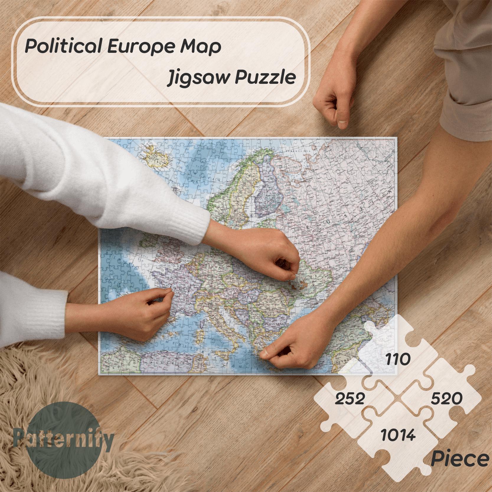 Europe Political Map Jigsaw Puzzle for Adults and Kids. Educational ...