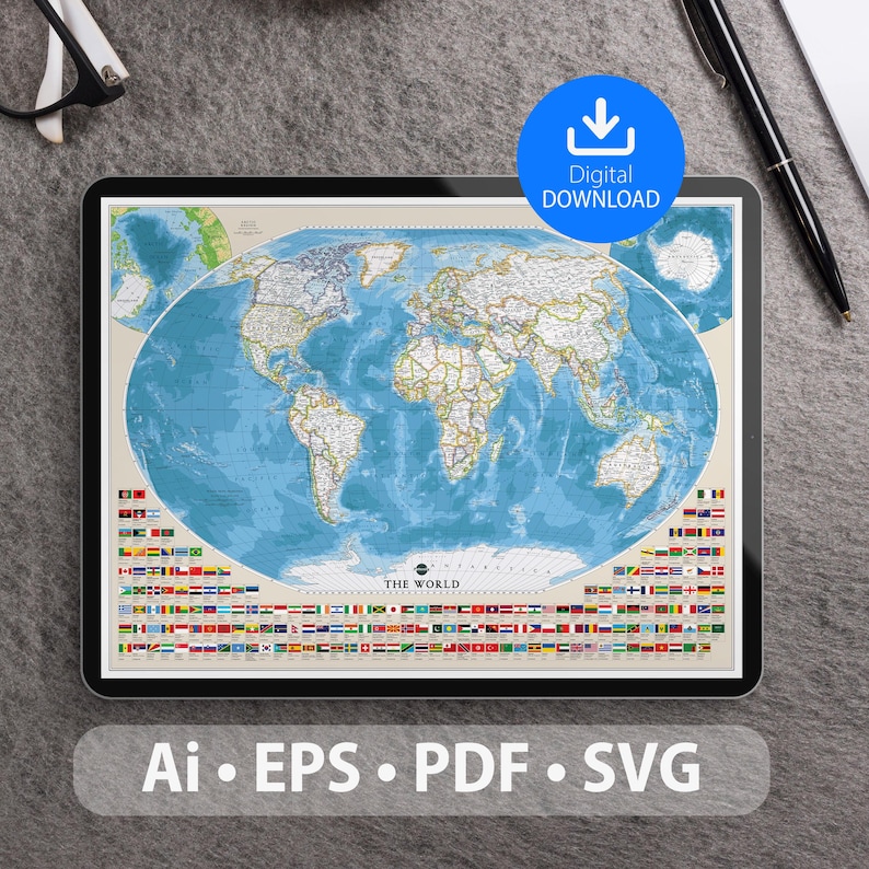 Vector Map of the World. Svg, Ai, Eps, Cdr and Pdf Files Included ...