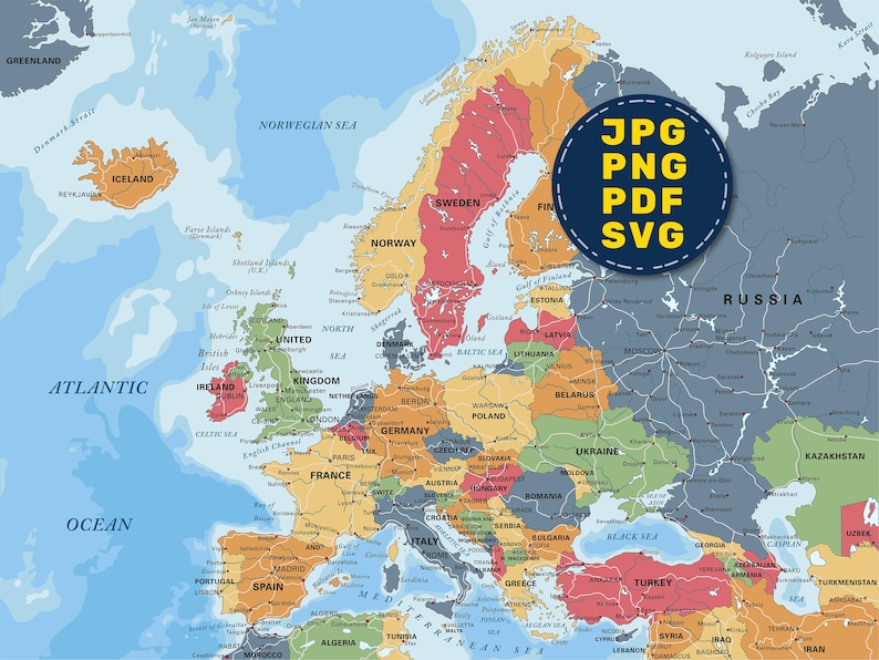 Detailed Political Map of Europe. Large Printable Europe Map Poster ...