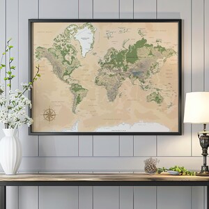 Terrain Map of the World. Digital World Map. High-resolution Antique ...
