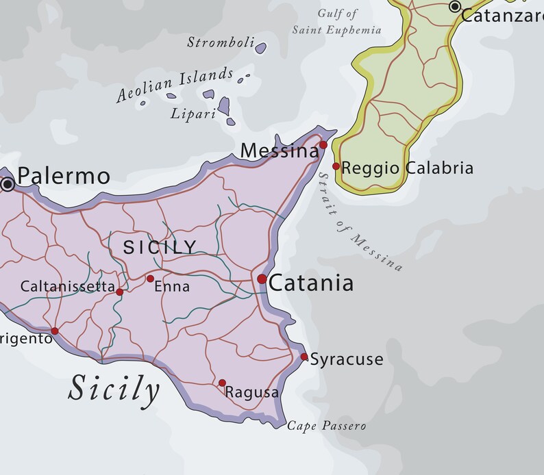 Political Map of Italy. Large Detailed Italian Map Poster With Cities ...