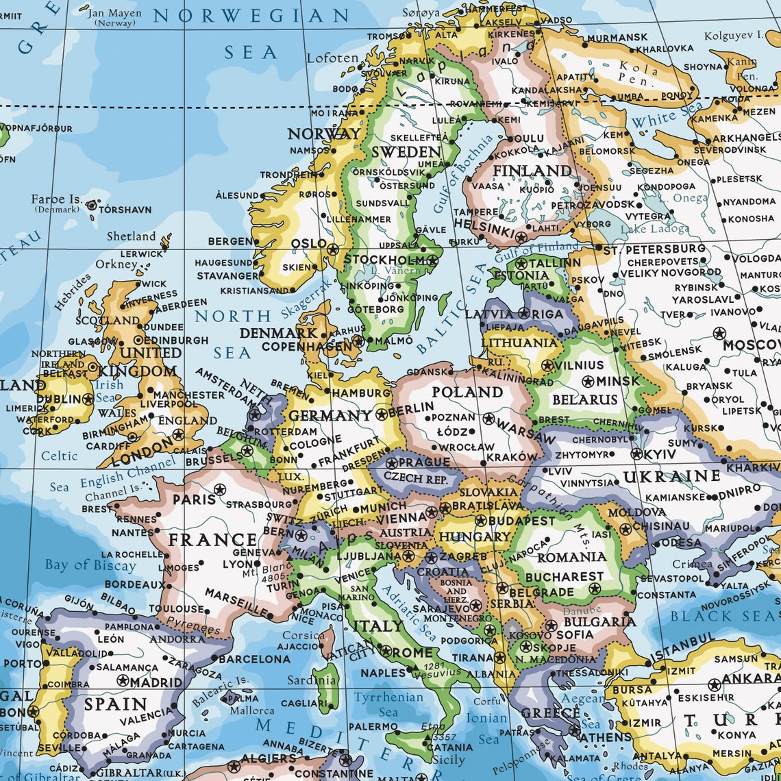 World Map Print Map of the World Wall Art PRINTABLE Detailed World Map ...