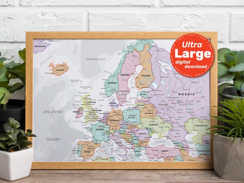 Detailed Political Map of Europe. Large Printable Europe Map Poster ...