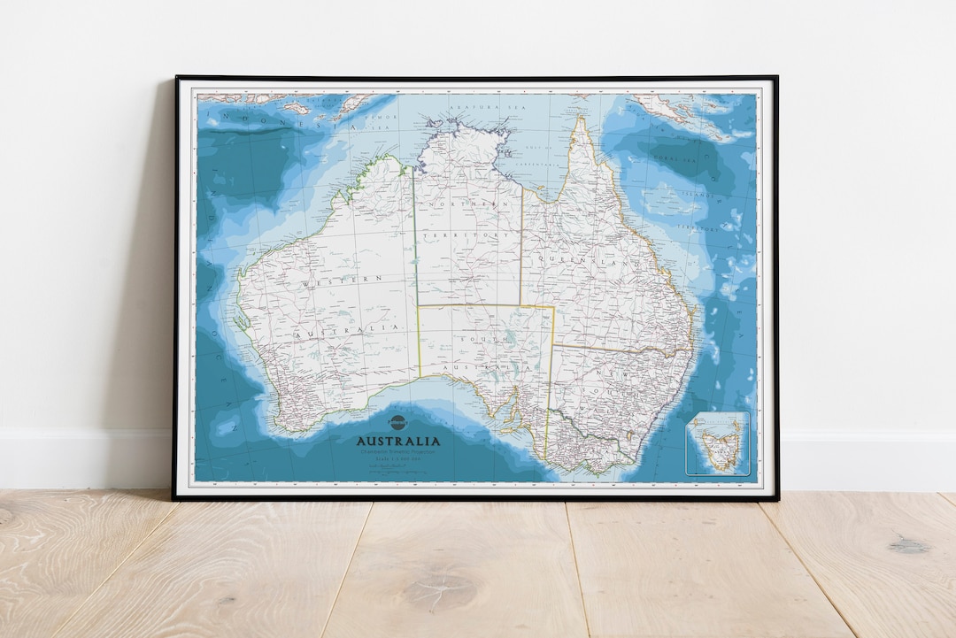 Political Map of Australia | Australia Wall Map Poster Giclee Print ...