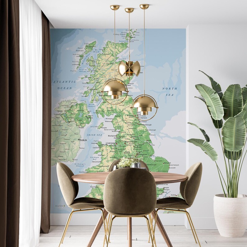 United Kingdom Detailed Physical Map. UK Terrain Vector Map ...