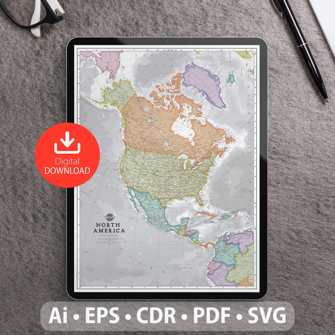North America Vector Map. Svg, Ai, Eps, Cdr and Pdf Files Included ...