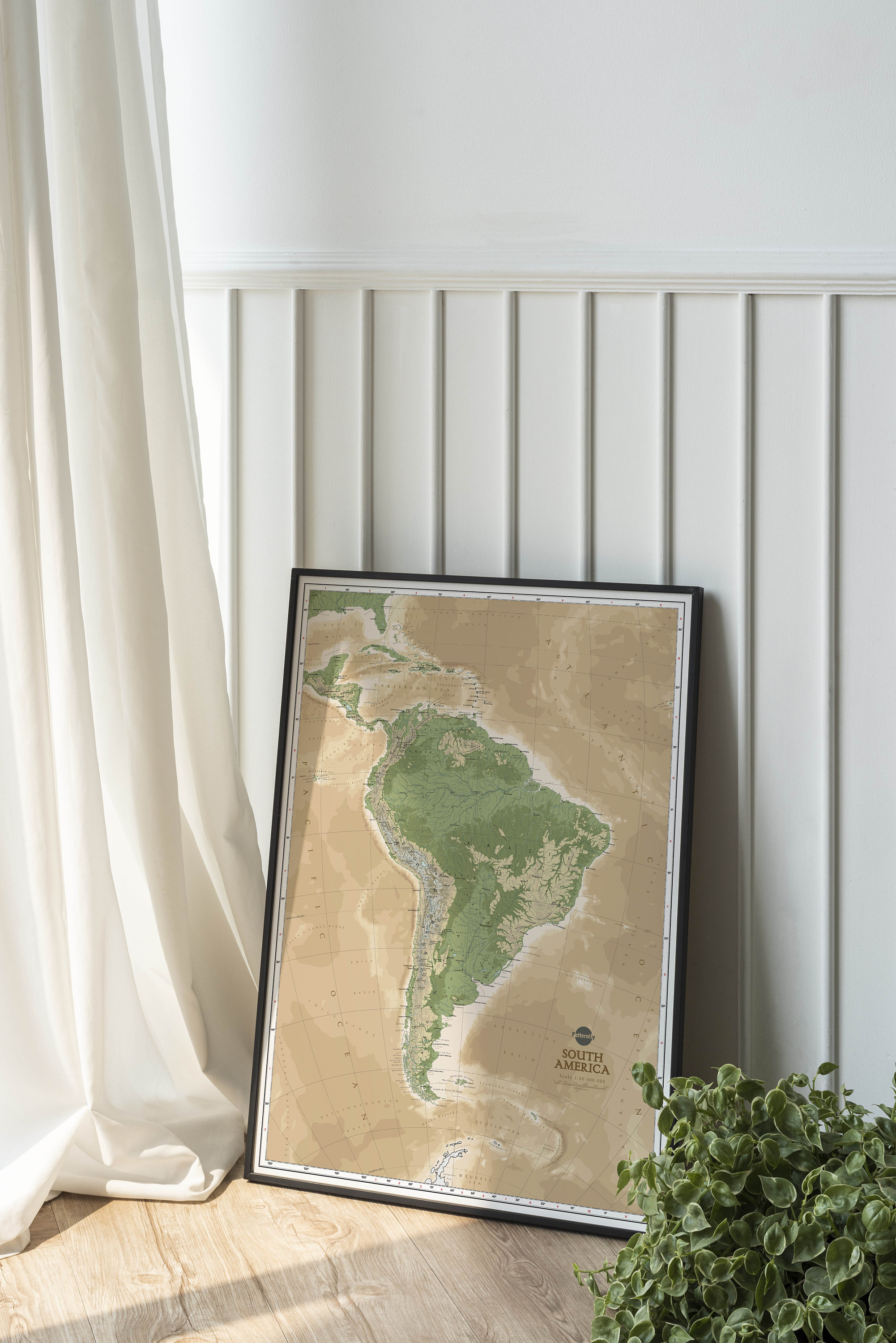 Terrain Map of South America South America Map Poster Giclee Print ...