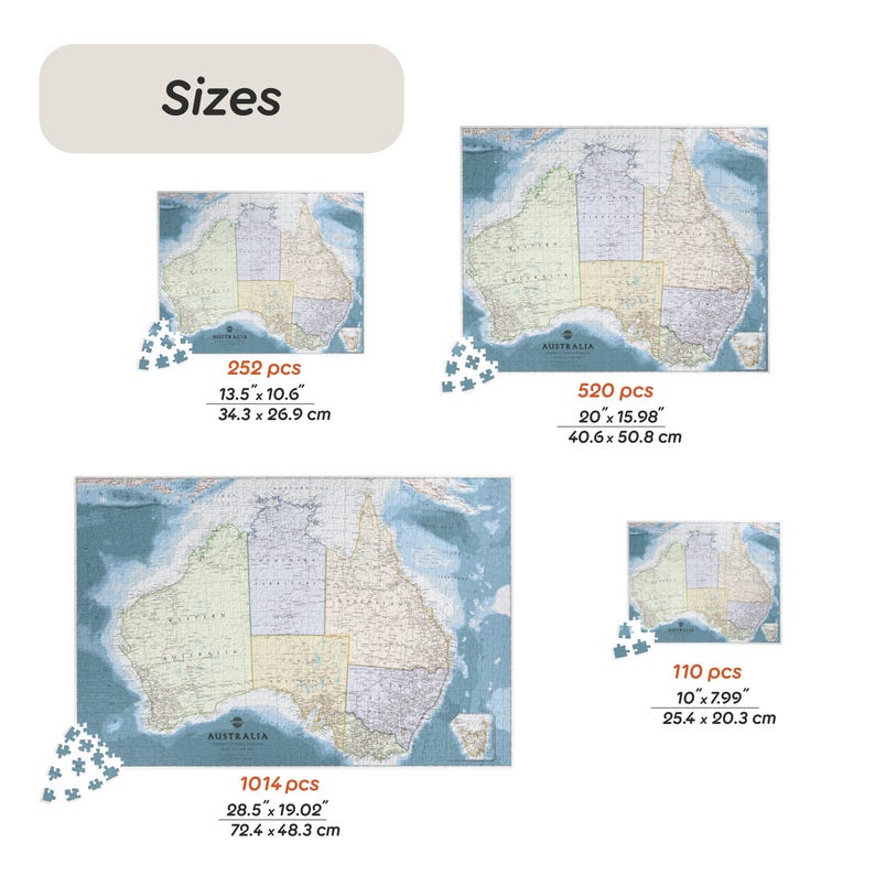 Australia Political Map Jigsaw Puzzle for Adults and Kids. Educational ...