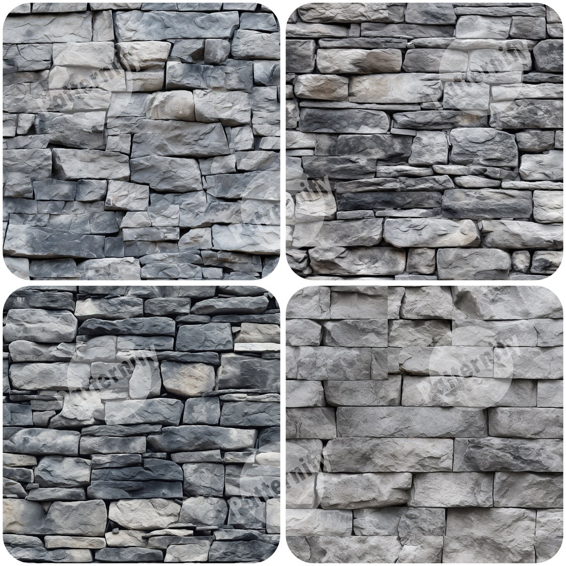 8 Stone Wall Texture Seamless Patterns. Digital Paper, Commercial Use ...