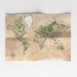 Terrain Map of the World. Digital World Map. High-resolution Antique ...