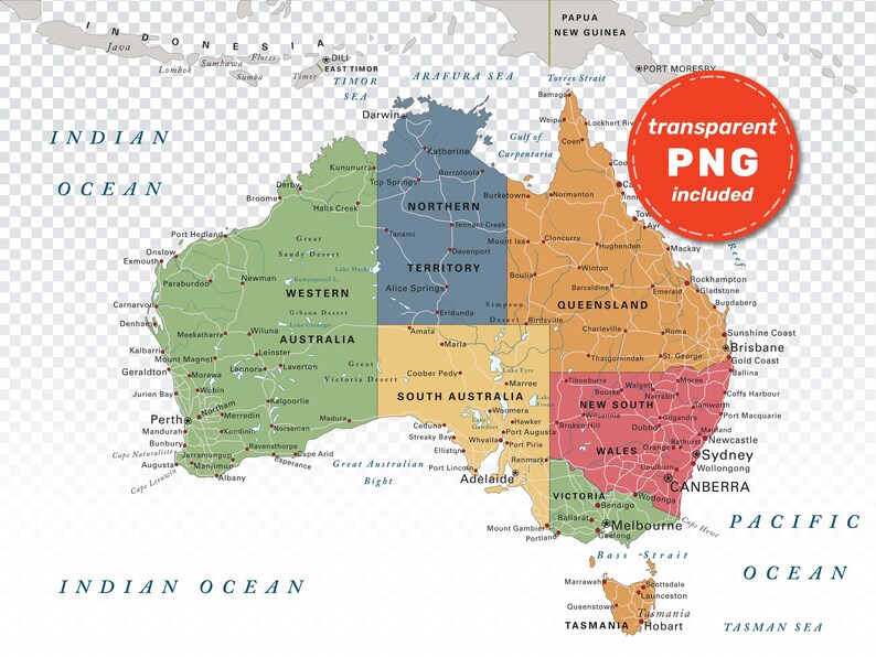Political Map of Australia. Large Printable Australia Map Poster Full ...