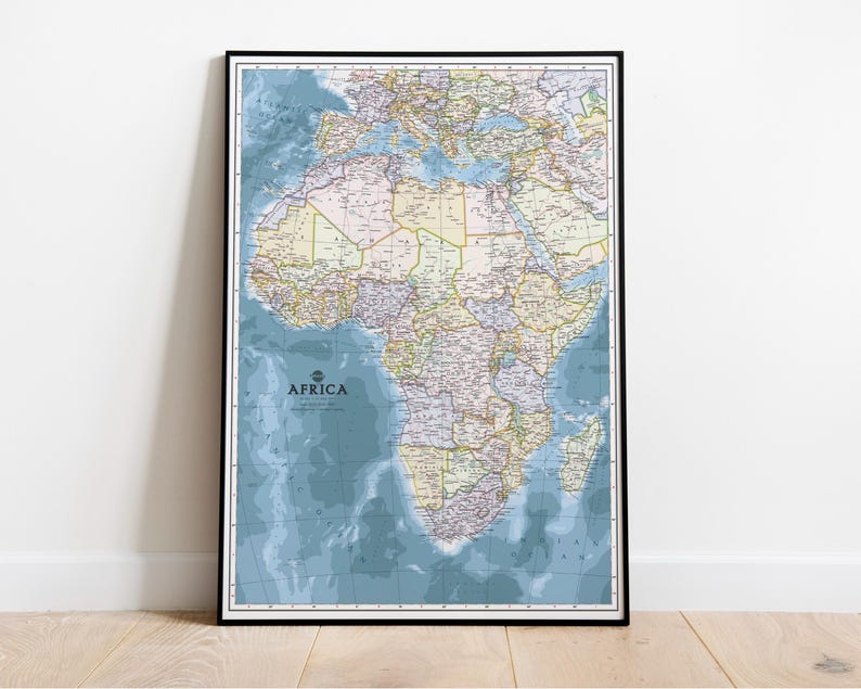 Political Map of Africa. Africa Wall Map Poster Giclee Print. Classic ...