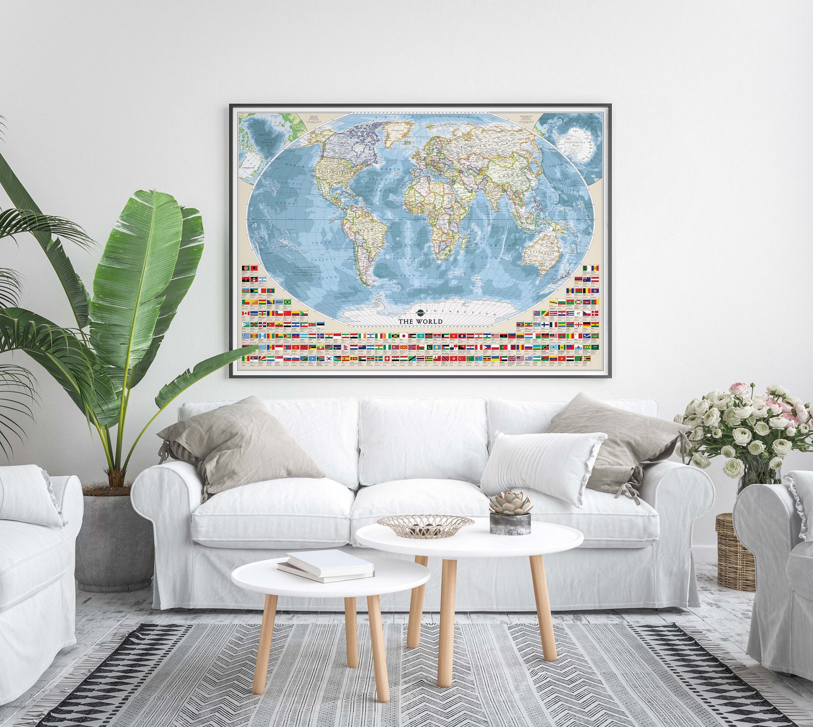 World Map With Flags Printable Map of the World With State Flags ...
