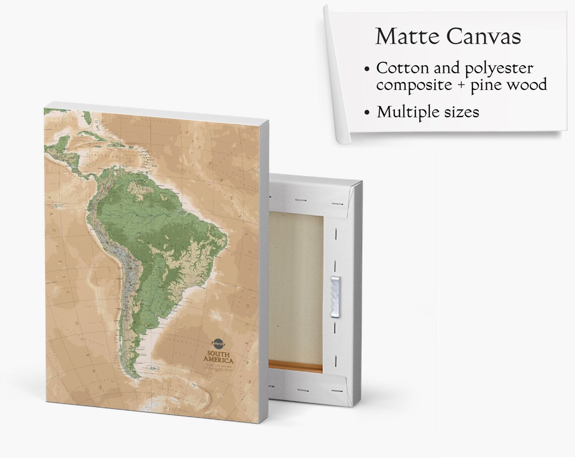Terrain Map of South America South America Map Poster Giclee Print ...