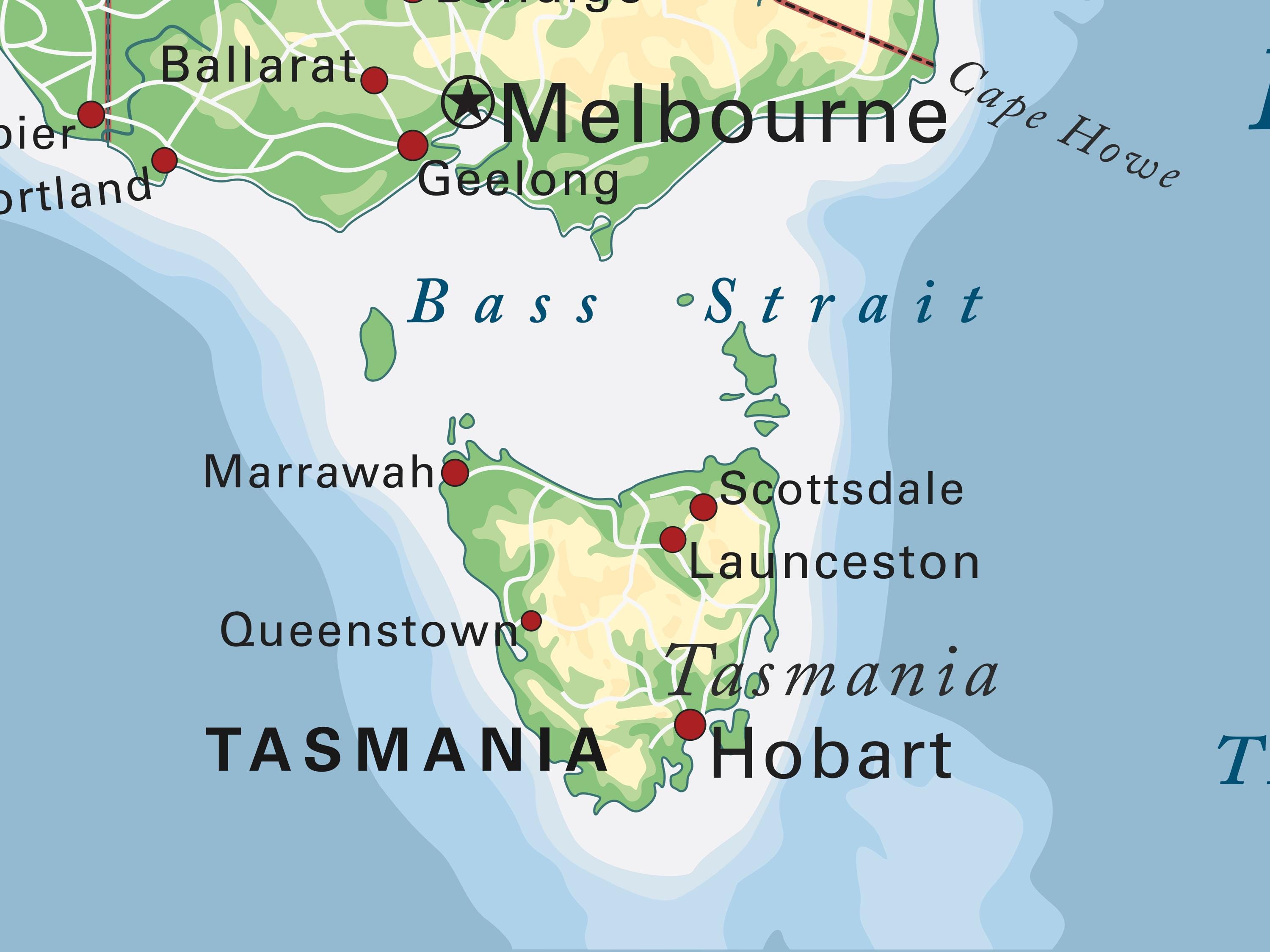 Detailed Physical Map of Australia. Vector Australia Map. Educational ...