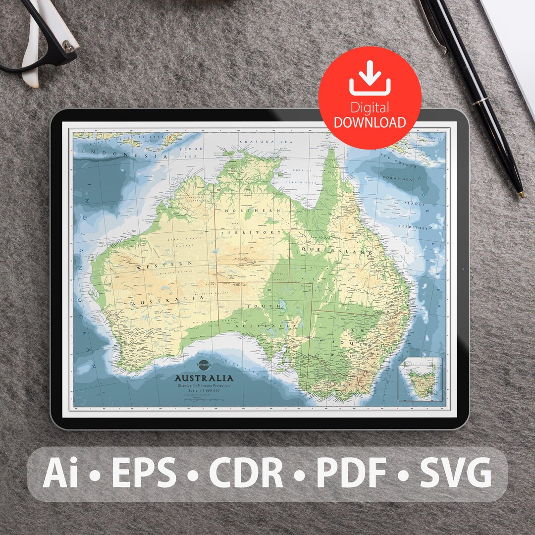 Australia Vector Map. Svg, Ai, Eps, Cdr and Pdf Files Included ...