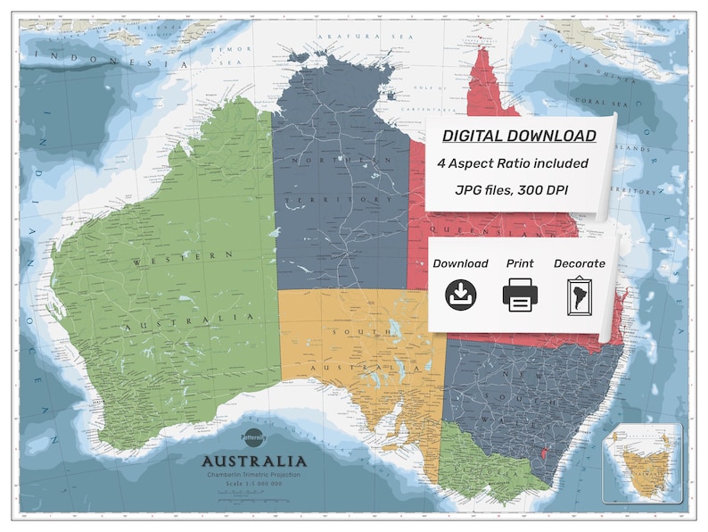 Detailed Political Map of Australia. Large Printable Poster With States ...