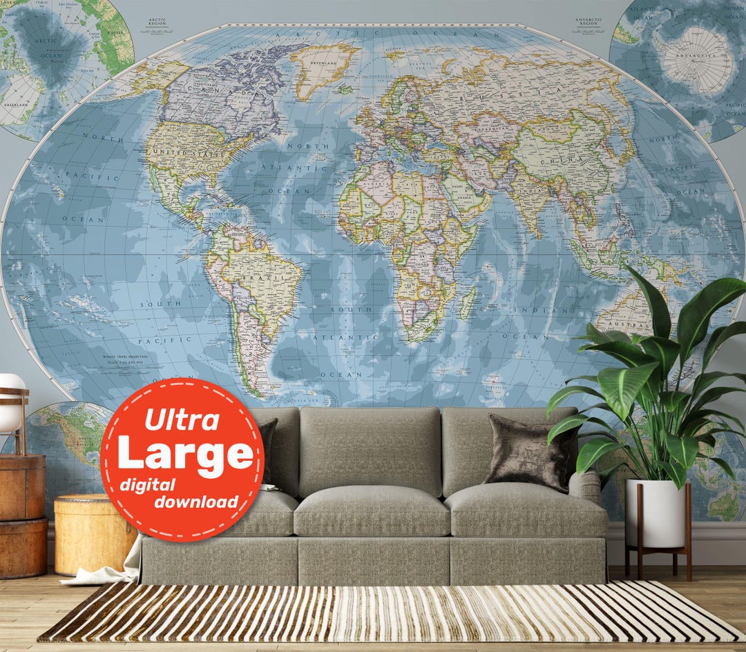 The World Political Map Print. Detailed PRINTABLE World Map. World Map ...