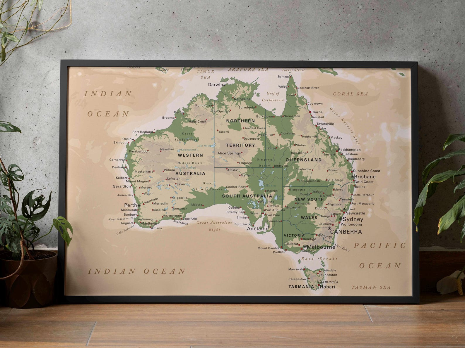 Detailed Physical Map of Australia. Vector Australia Map. Educational ...