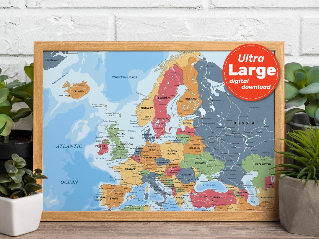 Detailed Political Map of Europe. Large Printable Europe Map Poster ...