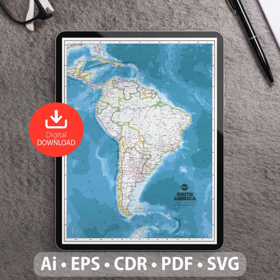 South America Vector Map. Svg, Ai, Eps, Cdr and Pdf Files Included ...