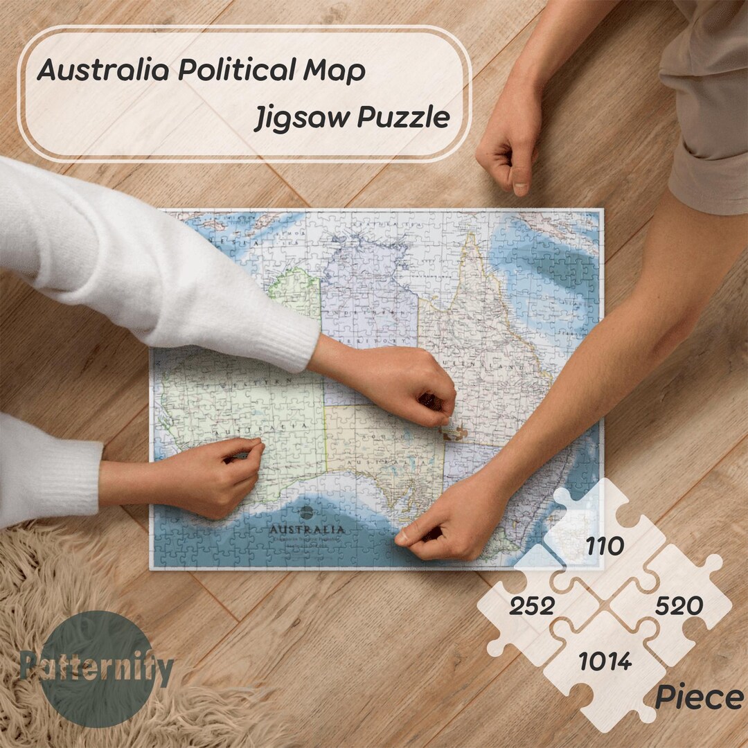 Australia Political Map Jigsaw Puzzle for Adults and Kids. Educational ...