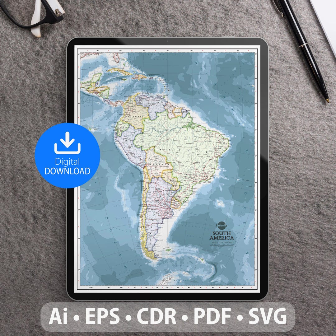 South America Vector Map. Svg, Ai, Eps, Cdr and Pdf Files Included ...
