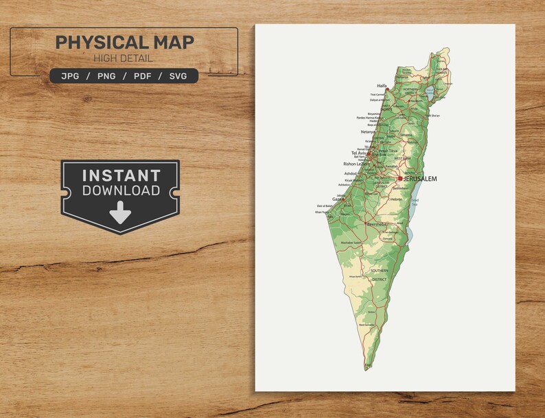 Israel Map Bundle. Printable Israeli Map Set. Political, Physical ...